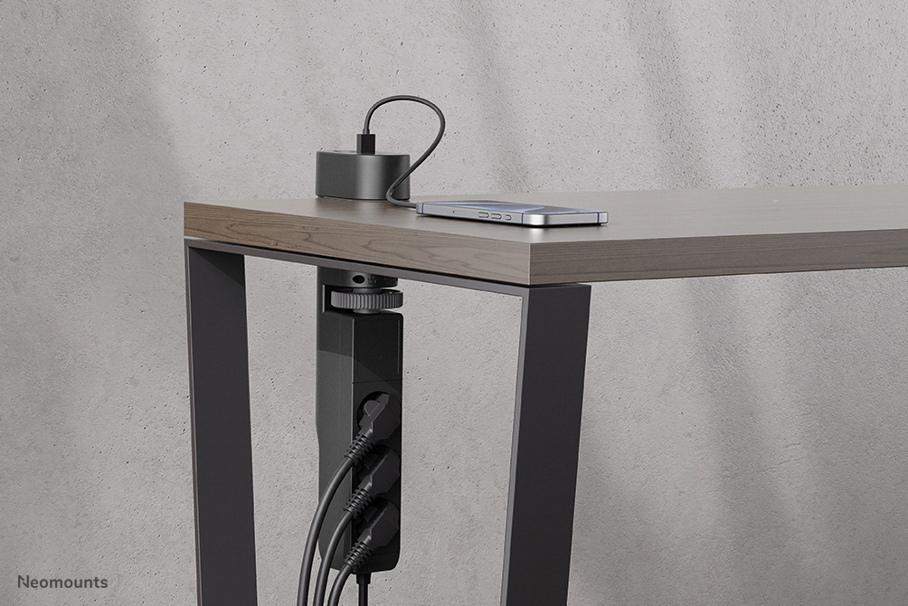 DS22-840BL6 - Neomounts DS22-840BL6 Desk socket with clamp and USB-C an