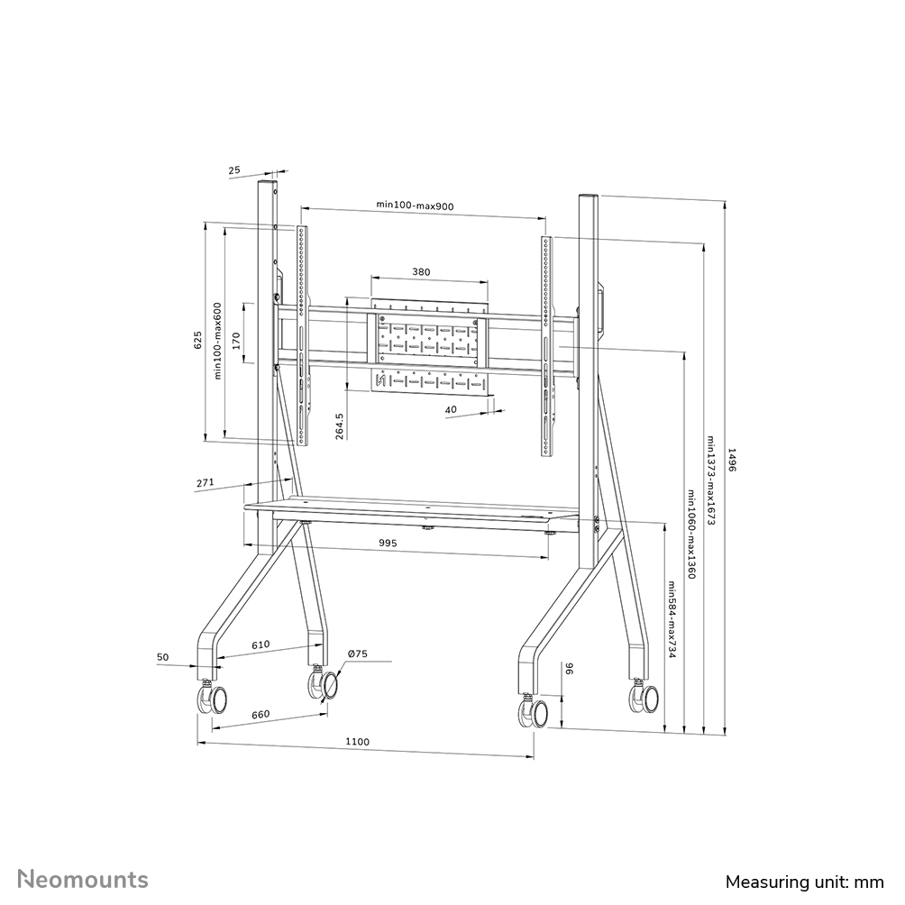 FL50-525WH1 - Neomounts FL50-525WH1 TV trolley 55-86" - fast installati