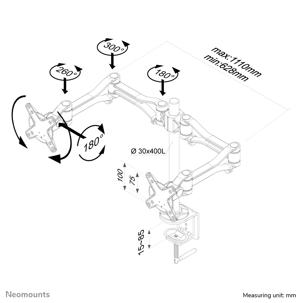 FPMA-D1030D - Neomounts FPMA-D1030D Monitor arm 10-24" - Neomounts
